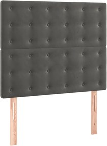 Box spring postel s matrací a LED tmavě šedá 100x200 cm samet 3136348