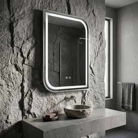 Rea ZONE, LED zrcadlo 60x80cm v rámu z broušené oceli, HOM-00301