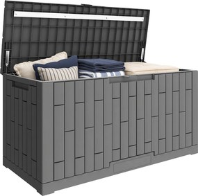 Outsunny Zahradní úložný box 379 l, šedý dekor dřeva