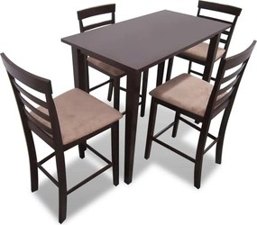 vidaXL dřevěný barový stůl a 4 barové židle, set [271832] Barva: Hnědá