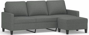3místná pohovka s podnožkou tmavě šedá 180 cm textil 3201038