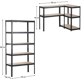 Kondela Regál, dub/černá, RADMAN