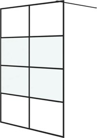 Sprchová zástěna walk-in černá 140x195 cm napůl mléčné ESG sklo 152129