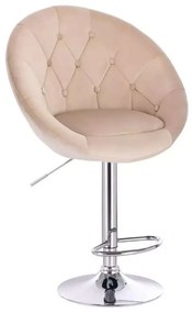 LuxuryForm DESIGN Barová židle VERA VELUR na stříbrné kulaté podstavě - latte