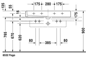 Duravit Vero - umyvadlo 100x47 cm na 2 baterie, broušené, bílá 0454100026