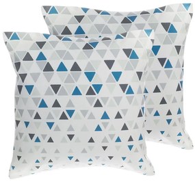 Sada 2 polštářů geometrických vzorů  45 x 45 cm šedá a modrá CLEOME Beliani