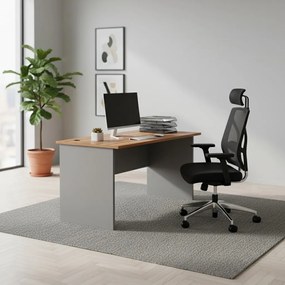 Stůl SimpleOffice 140 x 80 cm, ořech vlašský / šedá