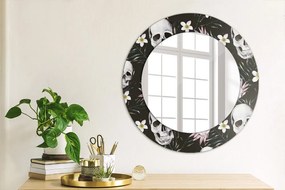 Kulaté dekorativní zrcadlo Květiny lebky fi 50 cm