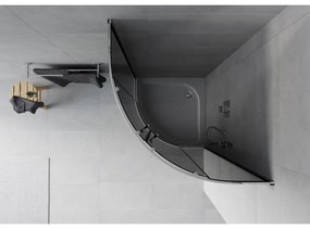 Mexen RIO - Čtvrtkruhový sprchový kout 90x90 cm + sprchová vanička, šedá-bílá, 863-090-090-01-40-4710