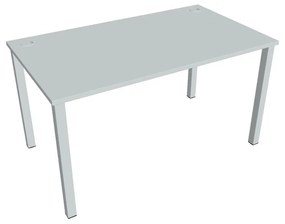 Stůl pracovní rovný 140 cm - Hobis Uni US 1400 Dekor stolové desky: šedá, Barva nohou: Stříbrná