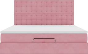 Osmanský rám postele s matrací růžová 200x200cm samet 3313642