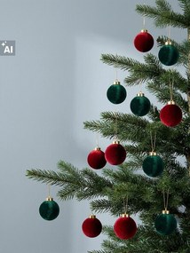 Sinsay - Sada vánočních koulí se sametovou úpravou 12 pack - vícebarevná