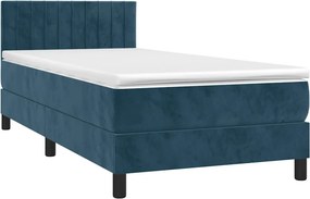 Box spring postel s matrací a LED tmavě modrá 100x200 cm samet 3134511
