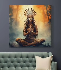Obraz na plátně - Meditace, indiánská dívka v pralese FeelHappy.cz Velikost obrazu: 60 x 60 cm