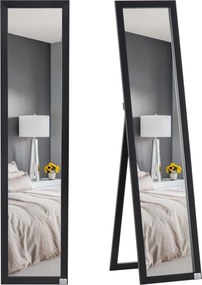 HOMCOM Zrcadlo na celé tělo, 154 x 37 cm, nástěnné zrcadlo s podstavcem, stojací zrcadlo do obývacího pokoje a ložnice, černé | Aosom