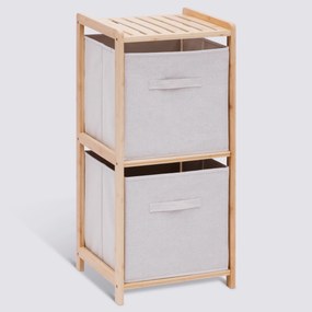 Bambusový regál TIDY se dvěma látkovými boxy, 34,7 x 33 x 77,5 cm