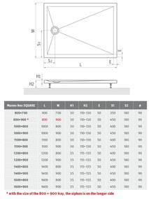 Roth Marmo Neo Square-R, Sprchová vanička obdélníková 100x90 cm MAN SQ 100090 2E