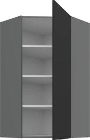 ARIA ab | horní kuchyňská skříňka 60x60 GN-108 1F (45°) rohová s policemi | 60x60 cm | EXTRA VYSOKÁ | antracit/černá