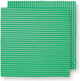 Pip Studio Stripes Green set 2ks látkových útěrek 65x65cm, zelený (set 2ks bavlněných útěrek)