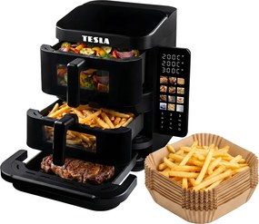 TESLA AirCook TrioZone Q636 XXL - multifunkční třízónová digitální horkovzdušná fritéza