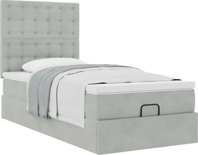 Osmanský rám postele s matracemi světle šedá 80x200cm samet 3313577