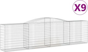 Klenuté gabionové koše 9 ks 400x50x100/120cm pozinkované železo 3147003