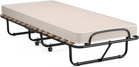 Costway Skládací postel s matrací přenosná a pro hosty Made in Italy Béžová