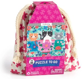 Mudpuppy Puzzle Koťata v hrnku na čaj v látkovém pytlíku 36 dílků