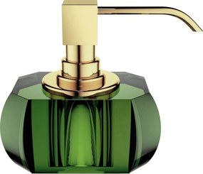 Dávkovač mýdla Kristall se zlatou pumpičkou zelený