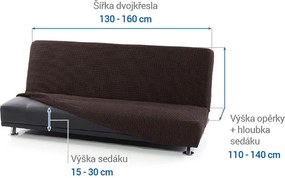 Super strečové potahy NIAGARA čokoládová dvojkřeslo s dřevěnými rukojeťmi (š. 130 - 160 cm)
