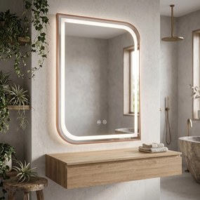 Rea ZONE, LED zrcadlo 60x80cm v rámu, broušené růžové zlato, HOM-00300