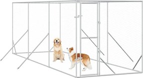 Venkovní psí kotec stříbrný 2 x 6 x 2 m pozinkovaná ocel 3190452