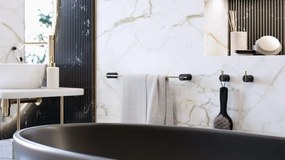 BISK Erga Madison, toaletní WC kartáč na postavení, bílá-zlatý vzor, ​​ERG-08145