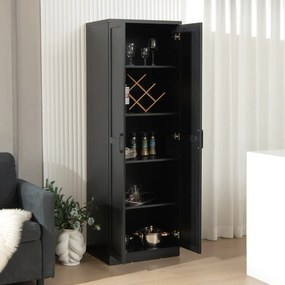 Costway 178 cm 5patrová vysoká skříň se 2 dveřmi a nastavitelnými – černý