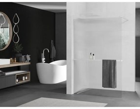 Mexen Kioto+, sprchová zástěna Walk-In s poličkou a věšákem 140 x 200 cm, 8mm sklo s žebrovým vzorem, bílý profil, 800-140-121-20-09