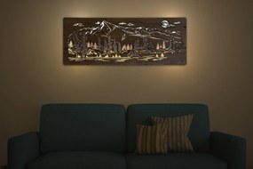 Li-Go "Chata v horách" světelný obraz s baterií 130x50cm varianta: ovládání na obraze bez dálkového ovladače, provedení: dub světlý