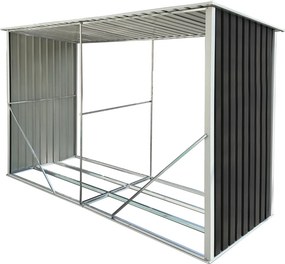 Přístřešek na dřevo, antracit/bílá, 302x121,5x191 cm, DARYL TYP 3