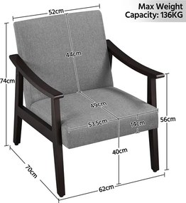 Sada 2 ks – Křeslo Yaheetech – tmavě šedá, polyester (257041935185)