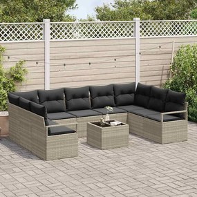 Set pohovek 10 ks Světle šedá polyratan 3346552