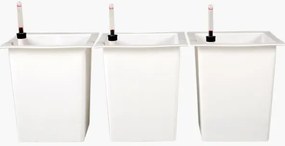 3-set hranatých plastových vložek se samozavlažovacím setem, 32*29*29 cm, bílý