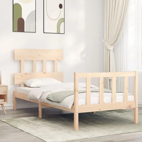 vidaXL Rám postele s čelem 90 x 200 cm masivní dřevo [3193321] Barva: Přírodní