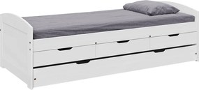 Postel s výsuvnou přistýlkou, bílá, masiv, 90x200, MARINELLA NEW