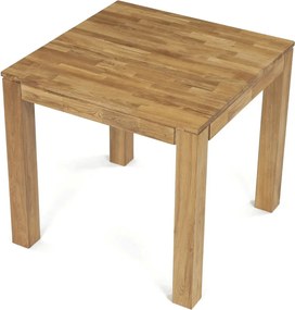 Jídelní stůl 80x80x75 cm, povrchová úprava olejem, nohy 8x8 cm, masiv dub bílý