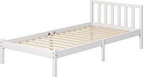 HOMCOM Dřevěný Rám Postele s Hlavovou Opěrkou pro Matratzi 90x190 cm (není součástí) Nosnost 120 kg 198x96x70 cm Bílý | Aosom