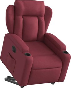 Elektrické zvedací polohovací křeslo vínové textil 3204509