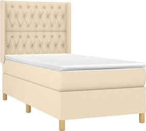 Box spring postel s matrací a LED krémová 90x190 cm textil 3139082