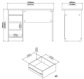 Psací stůl Felix VI, bílá