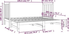 vidaXL Výsuvná postel 2x (90 x 190) cm masivní borovice [3124768] Barva: Šedá