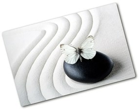 Wallmuralia Kuchyňská deska skleněná Kámen zen a motýl 80x52 cm