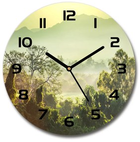 Wallmuralia Skleněné nástěnné hodiny kulaté Prales fi 30 cm